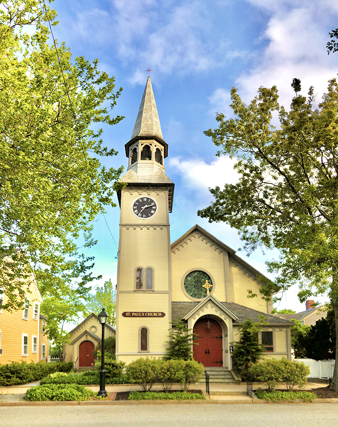 St. Paul's Church stands sentinel over Wickford, its clock tower reminding visitors that in a town this charming, time really does slow down.