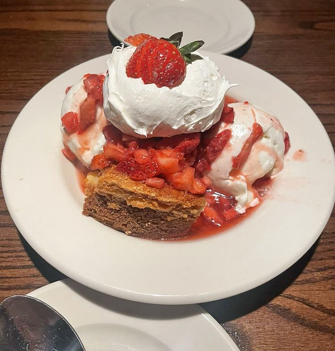 Strawberry shortcake reimagined as a towering monument to summer&mdash;where cream, cake, and berries unite in sweet harmony.
