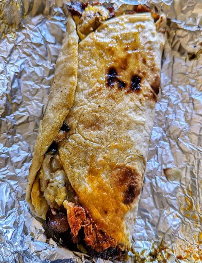 The Supreme Breakfast Burrito lives up to its name. That perfectly charred tortilla contains a symphony of carne adovada, eggs, and chile.
