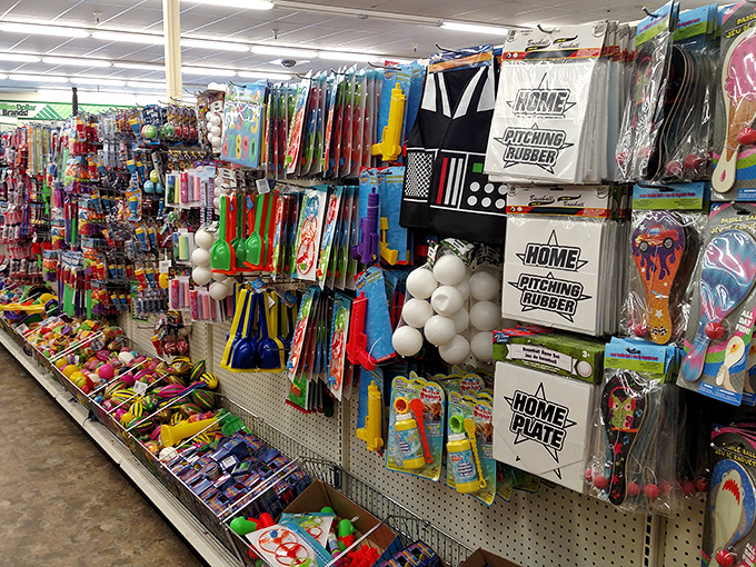 The toy aisle: where childhood dreams and parental nightmares converge in a symphony of colorful plastic and infinite possibilities.