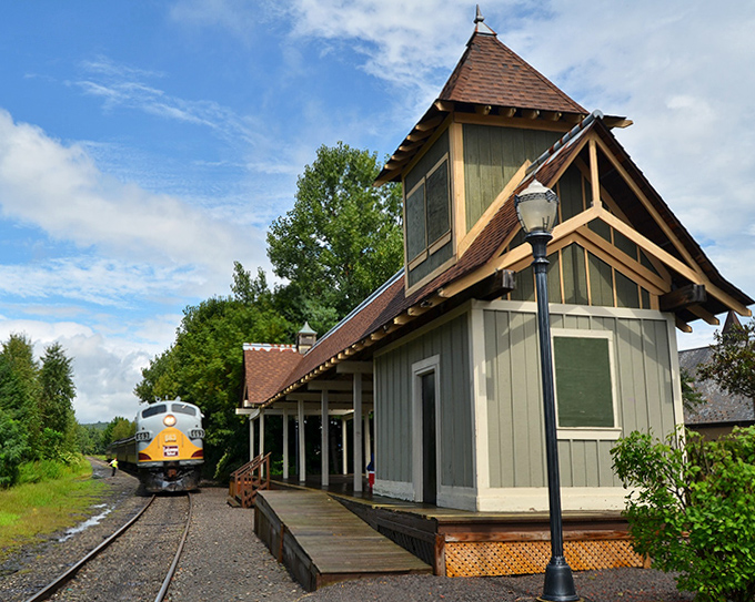 This charming train depot looks like it jumped straight out of a Norman Rockwell painting &ndash; nostalgia without the premium price tag.