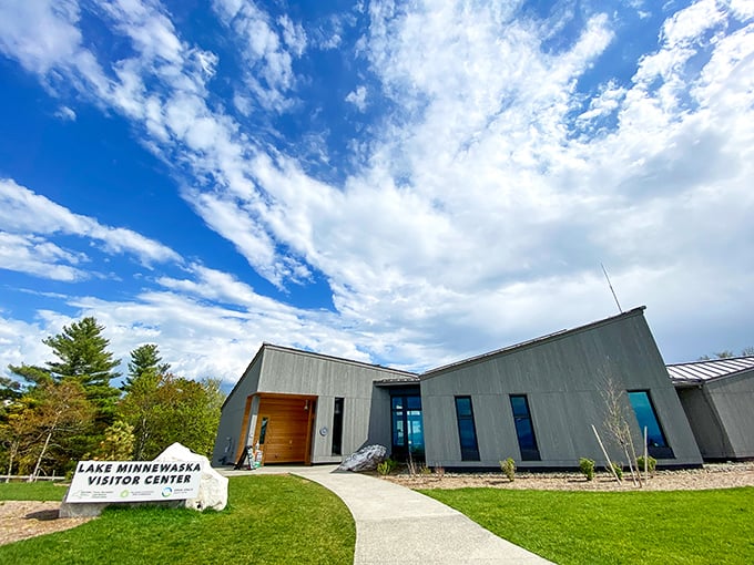 Civilization's stylish outpost in the wilderness. The visitor center welcomes adventurers with information, restrooms, and blessed cell reception.