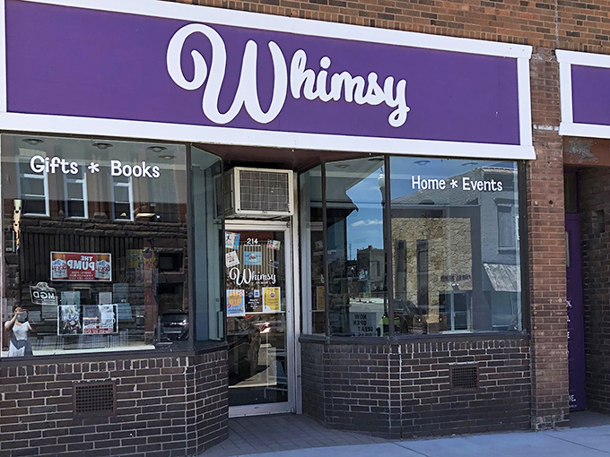 Whimsy On Main delivers exactly what its name promises&mdash;a splash of purple joy amid the brick-and-mortar landscape.