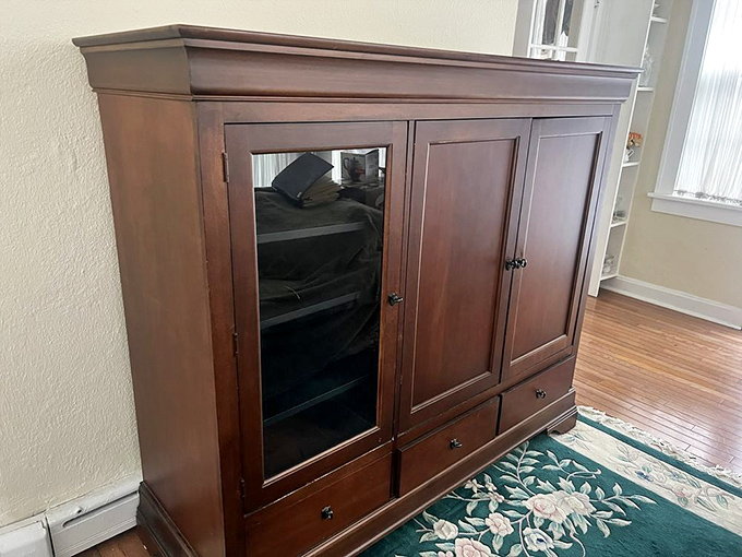 This handsome wooden cabinet has stories to tell and plenty of storage space for creating new ones in your home.