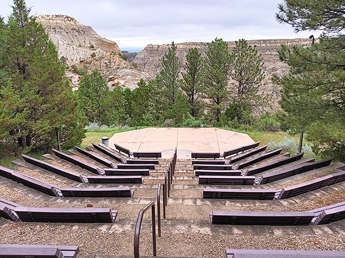 Nature's perfect amphitheater, where the only sound effects are birdsong and wind. Presentations here come with a backdrop no Hollywood set could match.