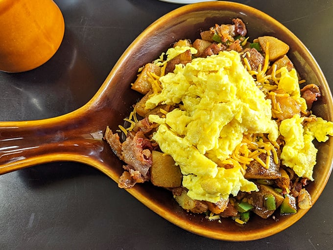 This skillet doesn't just contain breakfast&mdash;it contains multitudes. Eggs, potatoes, meat, and cheese in a relationship more harmonious than most marriages.