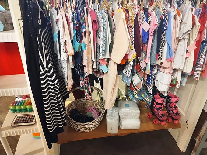 Racks bursting with potential second lives&mdash;from children's clothes to vintage finds, each garment waits for its next chapter in someone else's story.