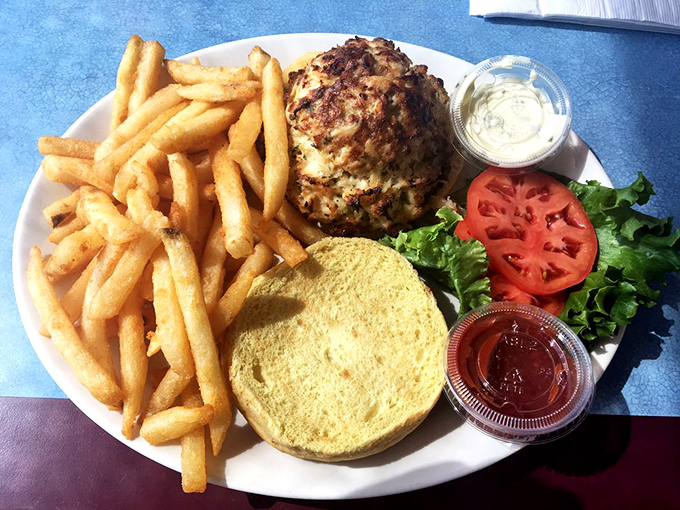 Maryland's state treasure on a bun&mdash;a crab cake so packed with meat it makes other sandwiches look like they're not even trying.