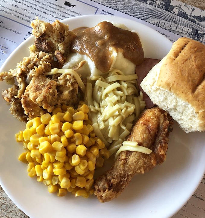 The buffet plate: proof that "a little bit of everything" is a relative term in Amish Country dining.
