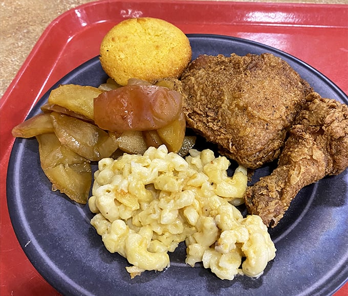 Golden-crusted fried chicken that crackles with each bite, surrounded by sides that aren't playing supporting roles&mdash;they're co-starring in this delicious production.