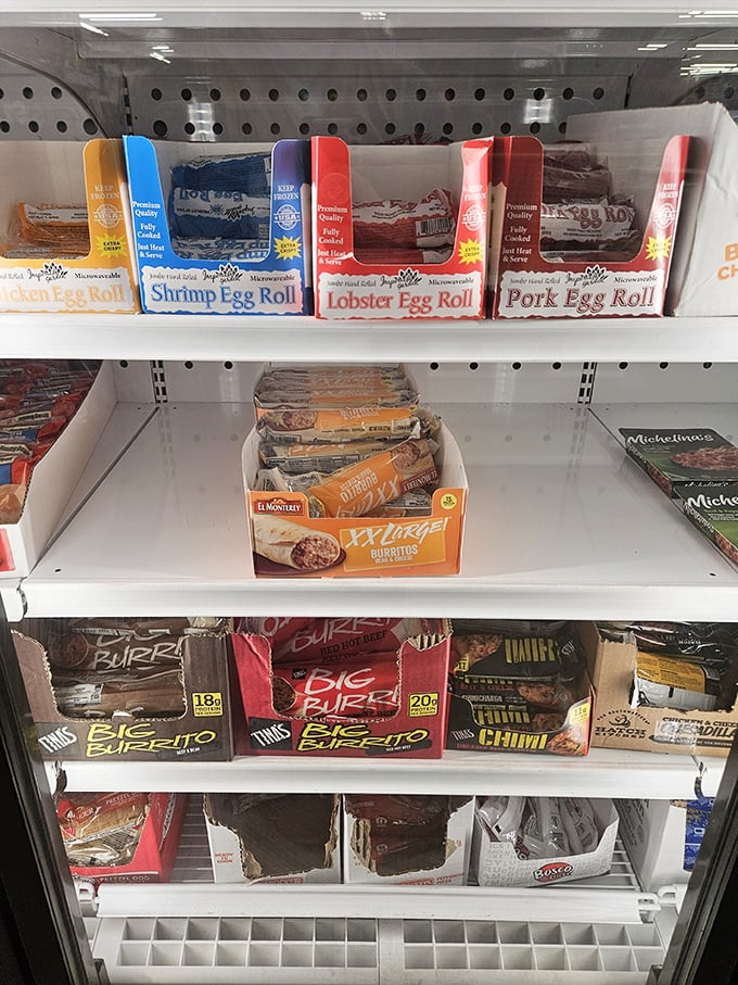 Frozen food archaeology at its finest. Those egg rolls and burritos are the modern equivalent of discovering gold in them thar freezer cases.