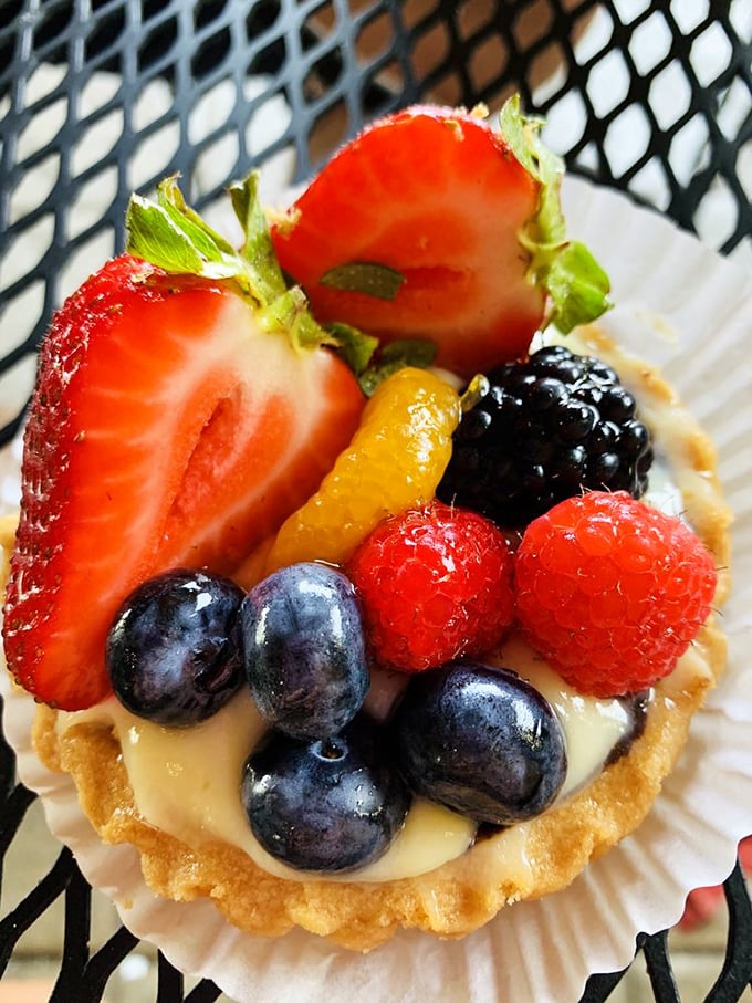 Nature's candy gets the VIP treatment in this fruit tart. Those berries look like they were picked at the exact perfect moment of ripeness.