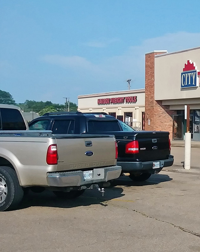 The diverse parking lot tells the real story&mdash;from pickup trucks to sedans, bargain hunting transcends all socioeconomic boundaries.