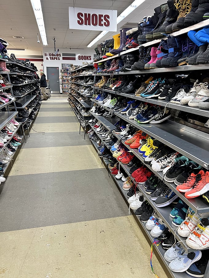 Sneaker heaven stretches as far as the eye can see. From barely-worn Nikes to vintage kicks, this footwear department rivals small shoe stores.