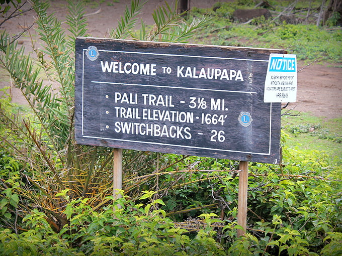 The sign says 3⅛ miles with 26 switchbacks. What it doesn't mention: each step is a journey through both geography and history.