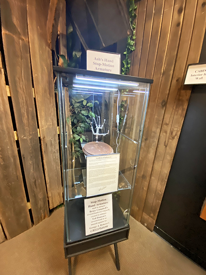 A delicate piece of movie magic under glass&mdash;this stop-motion hand armature represents the painstaking work behind pre-CGI special effects.