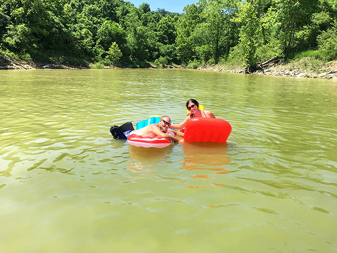 Floating in Kentucky's natural swimming pool—where the water temperature is whatever Mother Nature decided that morning.