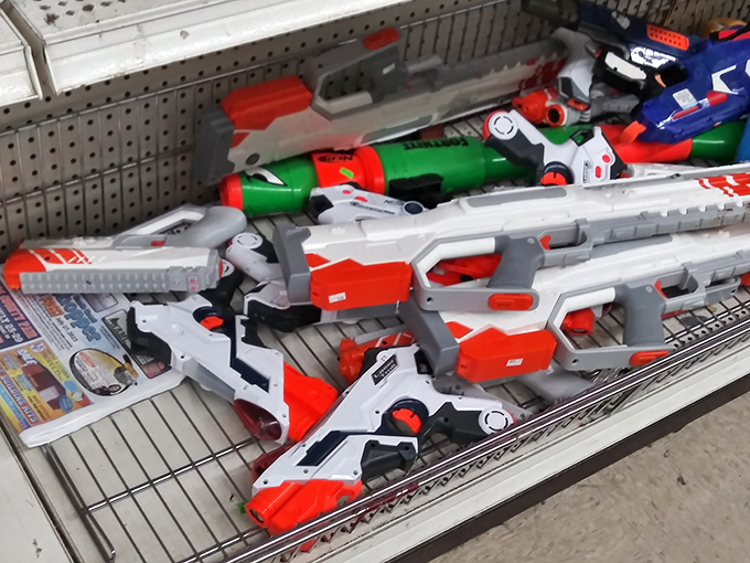 Nerf arsenal or prop department? Either way, these colorful blasters are ready for backyard battles and living room adventures.