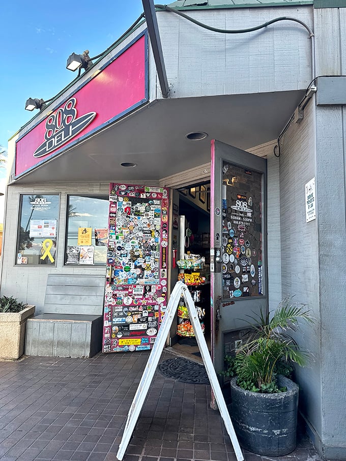 808 Deli's sticker-covered entrance is like a scrapbook of happy customers who found sandwich nirvana behind this unassuming door.