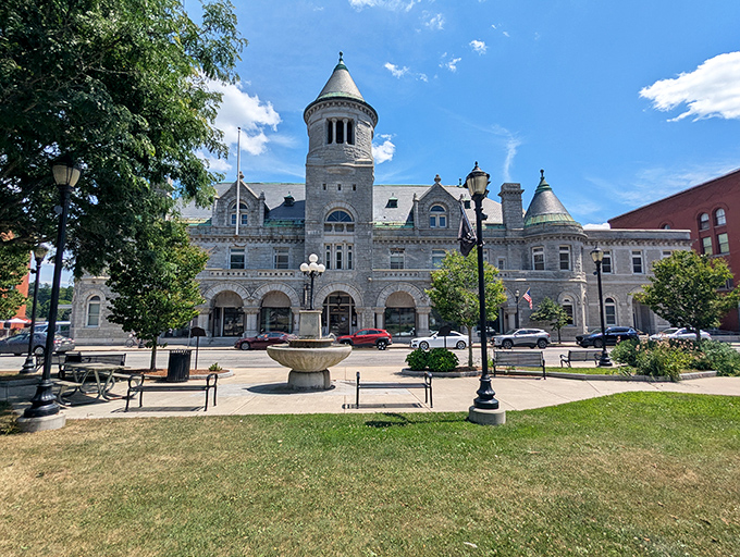 That castle-like courthouse commands attention like it's auditioning for a period drama about New England justice.