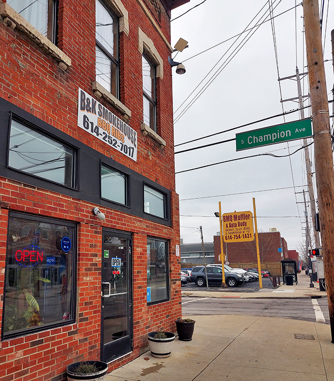 B&K Smokehouse doesn't need fancy signage – that "OPEN" neon and the aroma of smoking meat say everything.