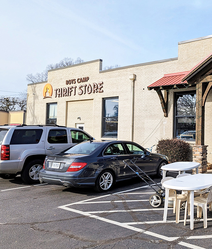 Boys Camp Thrift Store's charming brick exterior hides a wonderland of second-hand treasures just waiting to be discovered.