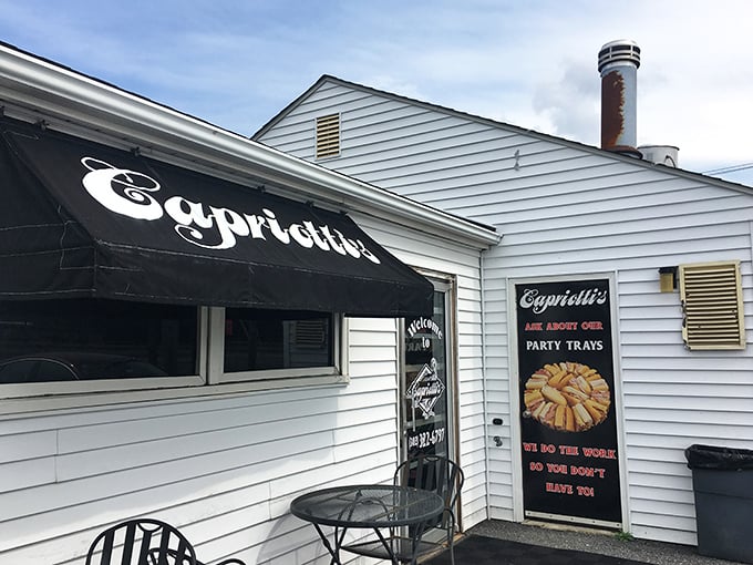 Casapulla's bold red letters announce sandwich greatness with the confidence of someone who knows their bread-and-meat game is strong.