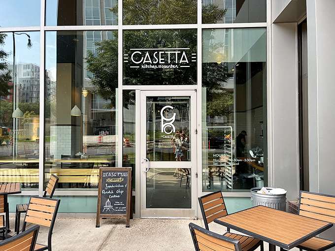 Casetta's modern glass storefront brings contemporary style to Madison's sandwich scene. Clean lines, clean flavors.