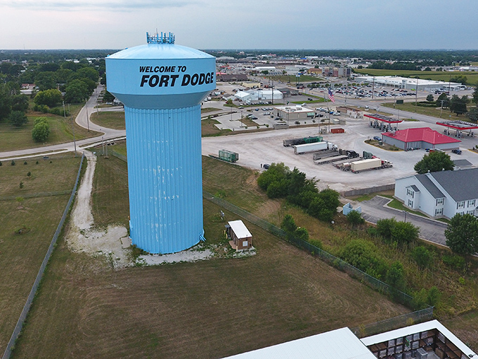Welcome to Fort Dodge, where that water tower stands tall like a friendly giant greeting newcomers.