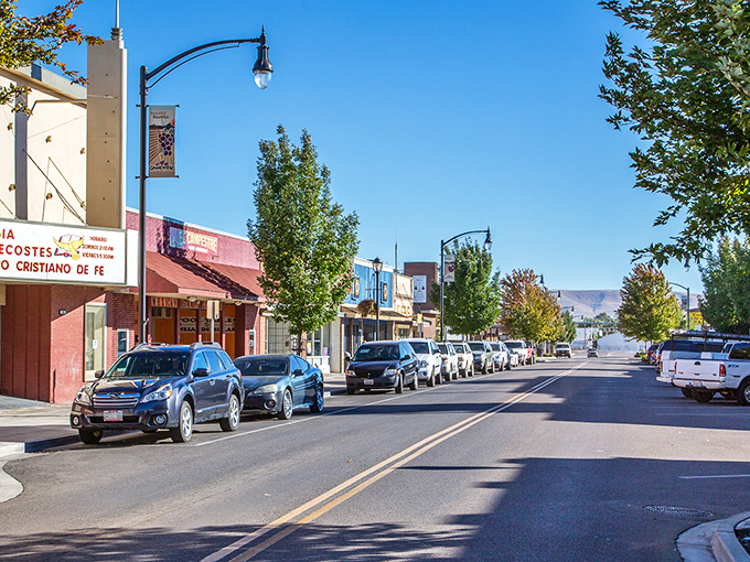 Grandview's colorful storefronts line the main street, where your retirement budget goes further than that pickup truck in the distance.