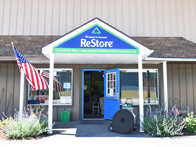 The York County ReStore stands ready for bargain hunters with its patriotic display and promise of home improvement treasures within.