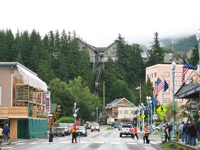 Ketchikan's colorful downtown &ndash; where buildings climb hillsides and stories flow as freely as the rain.