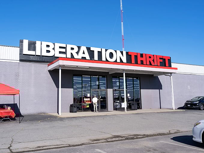 The clean lines and bright colors of Liberation Thrift invite curious shoppers inside. This Richmond gem proves thrifting can be both stylish and meaningful.