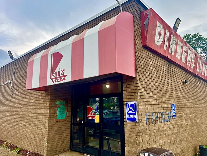 Loui's candy-striped awning is like the circus came to town, but the real show is the Detroit-style pizza waiting inside.