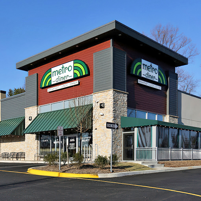 Metro Diner's modern take on classic comfort food starts with its stylish exterior. Even the building looks delicious!