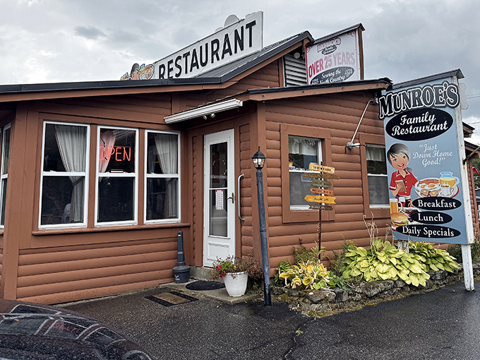 Munroe's Family Restaurant looks exactly like what your stomach hopes for on a road trip. This cabin of comfort has been "just like home" for decades.
