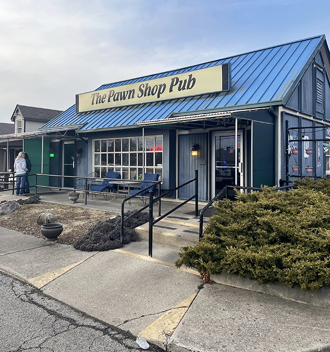The Pawn Shop Pub's blue metal roof and casual vibe might surprise first-timers. Don't judge this tenderloin haven by its cover!