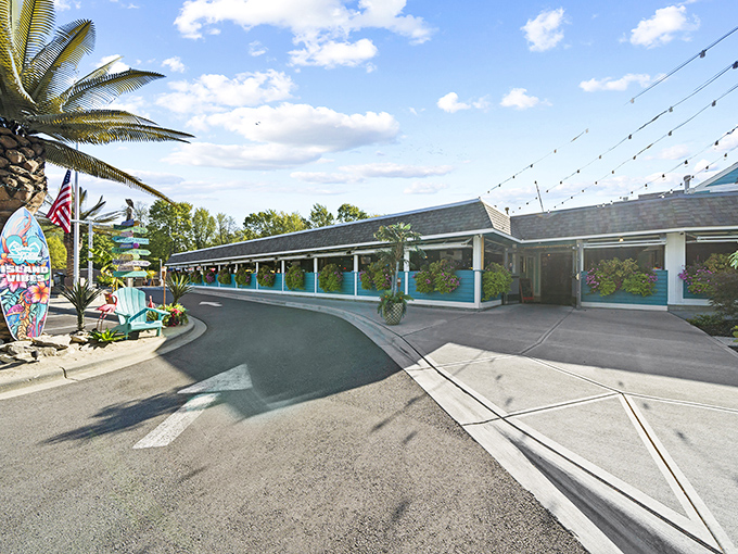 Silver Spring House's unexpected palm tree hints at the vacation your taste buds are about to take.