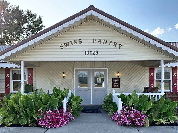 Swiss Pantry's cottage charm and flower beds create the perfect country welcome &ndash; Grandma would definitely approve.