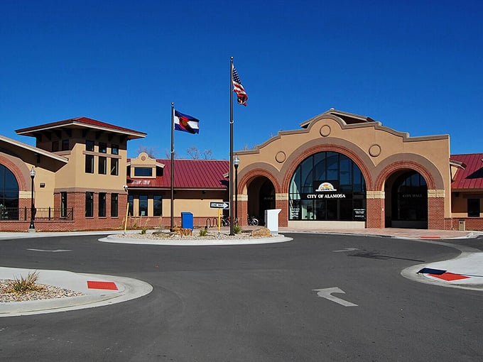 Alamosa's civic buildings blend Southwestern architectural elements with modern functionality, welcoming visitors to this high-desert community.