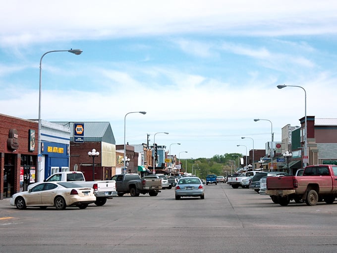Lamp posts line Chamberlain's streets where historic buildings house local businesses where shopkeepers greet customers by name and nobody's in too much of a hurry.