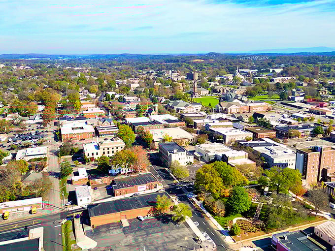 This aerial view of Cleveland reveals a town perfectly sized for retirement&mdash;not too big, not too small, just right for your budget.