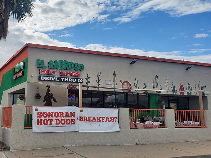 Desert-themed art and "Sonoran Hot Dogs" proudly displayed &ndash; El Sabroso knows exactly what brings the crowds back again and again.