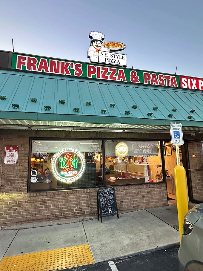 Neon signs, classic vibes, zero pretension. Frank's proves that sometimes the most unassuming spots serve the most unforgettable slices.