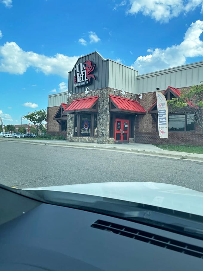 No-nonsense exterior, all-fun interior. Hook & Reel's building may look serious, but their seafood boils are a party on a plate.