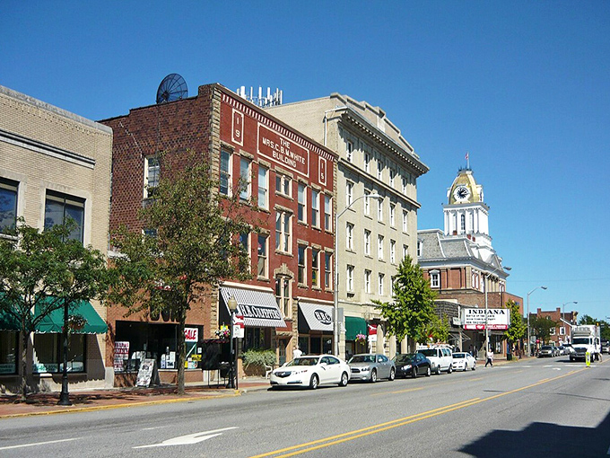 The historic storefronts of Indiana, PA create a walkable timeline where each step connects you to another era.