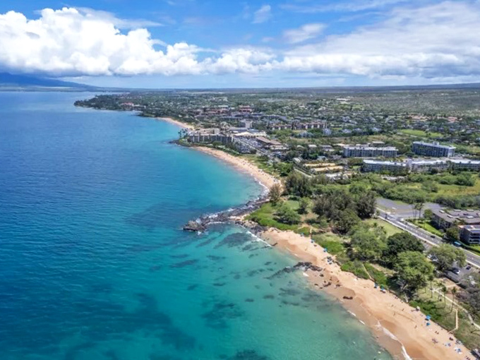 The aerial view of Kihei showcases that perfect ribbon of development along some of Maui's most inviting beaches. Paradise found!