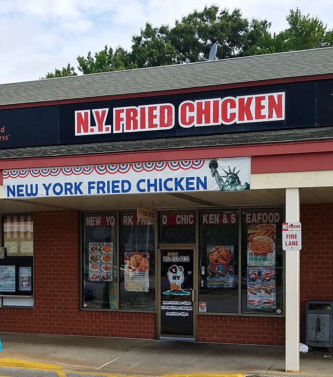 When "N.Y. Fried Chicken" glows against the evening sky, you know dinner plans just got infinitely better.
