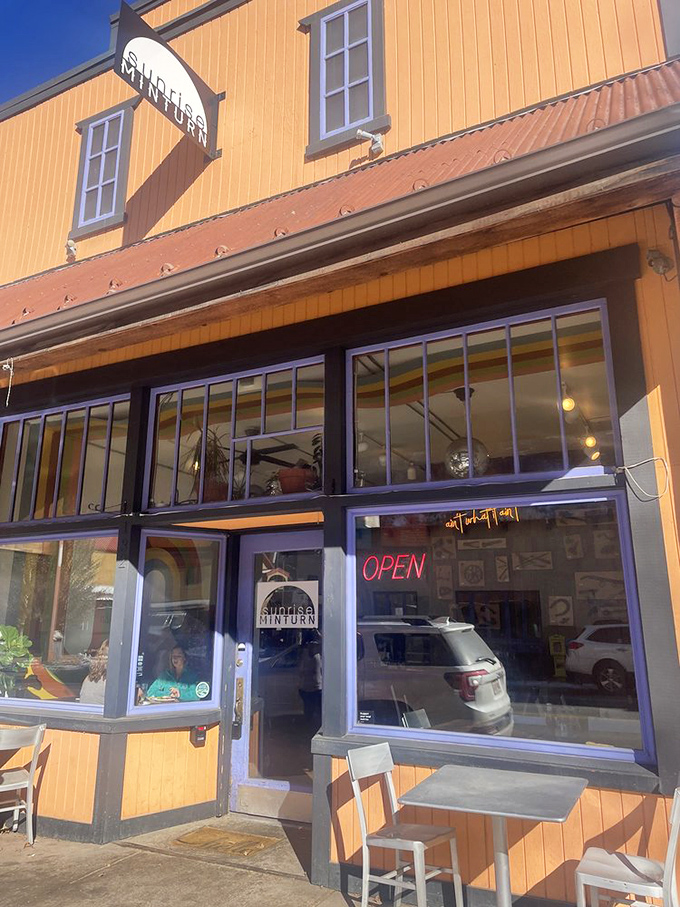 Blue skies, mountain air, and that "OPEN" sign glowing like a promise of pancakes. Small-town breakfast doesn't get better than this.