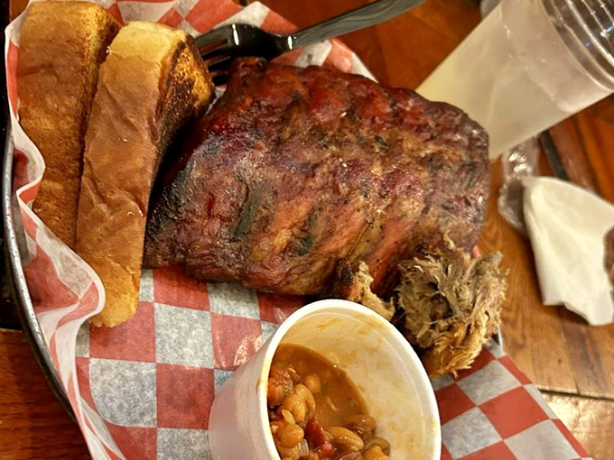 A barbecue plate that answers the eternal question: "Why choose between great sides and perfect meat when you can have a harmonious relationship with both?"